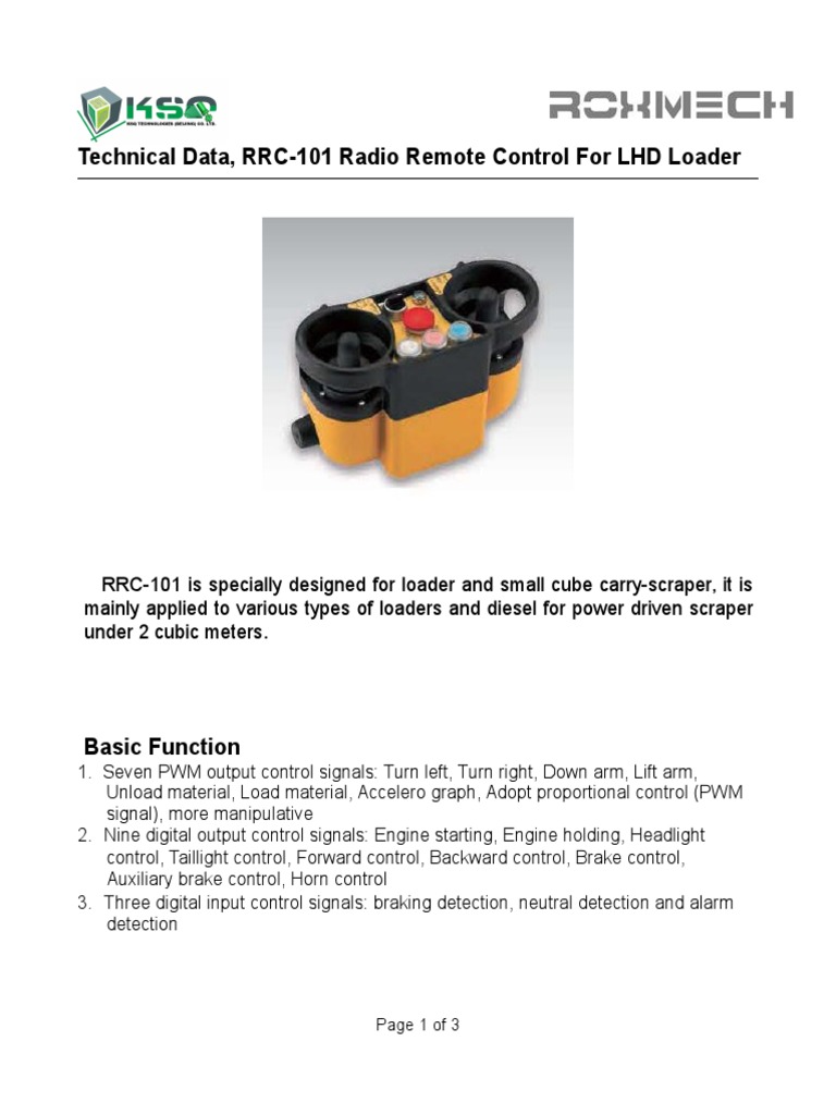RRC-101 Radio Remote Controller | PDF