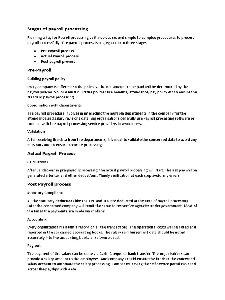Stages of Payroll Processing | PDF