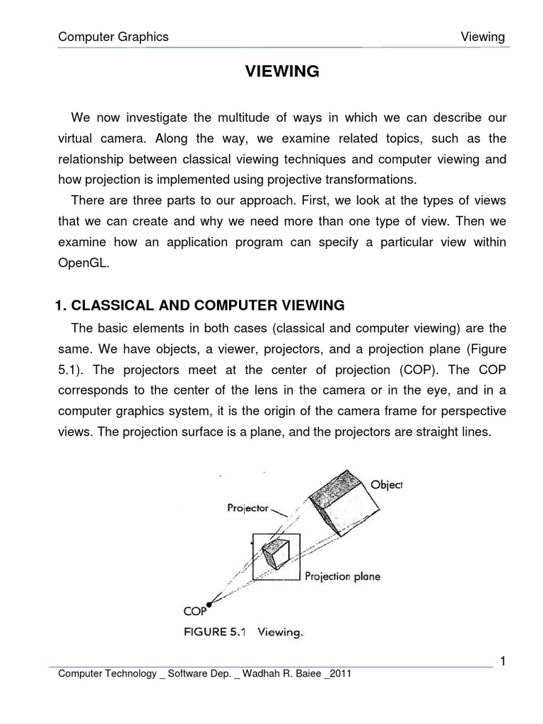 Viewing: 1. Classical and Computer Viewing | PDF | Perspective ...