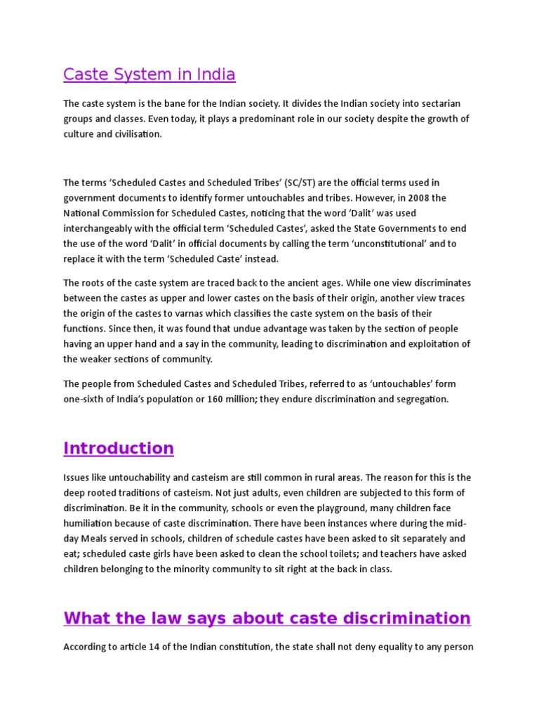Caste System in India | PDF | Dalit | Caste