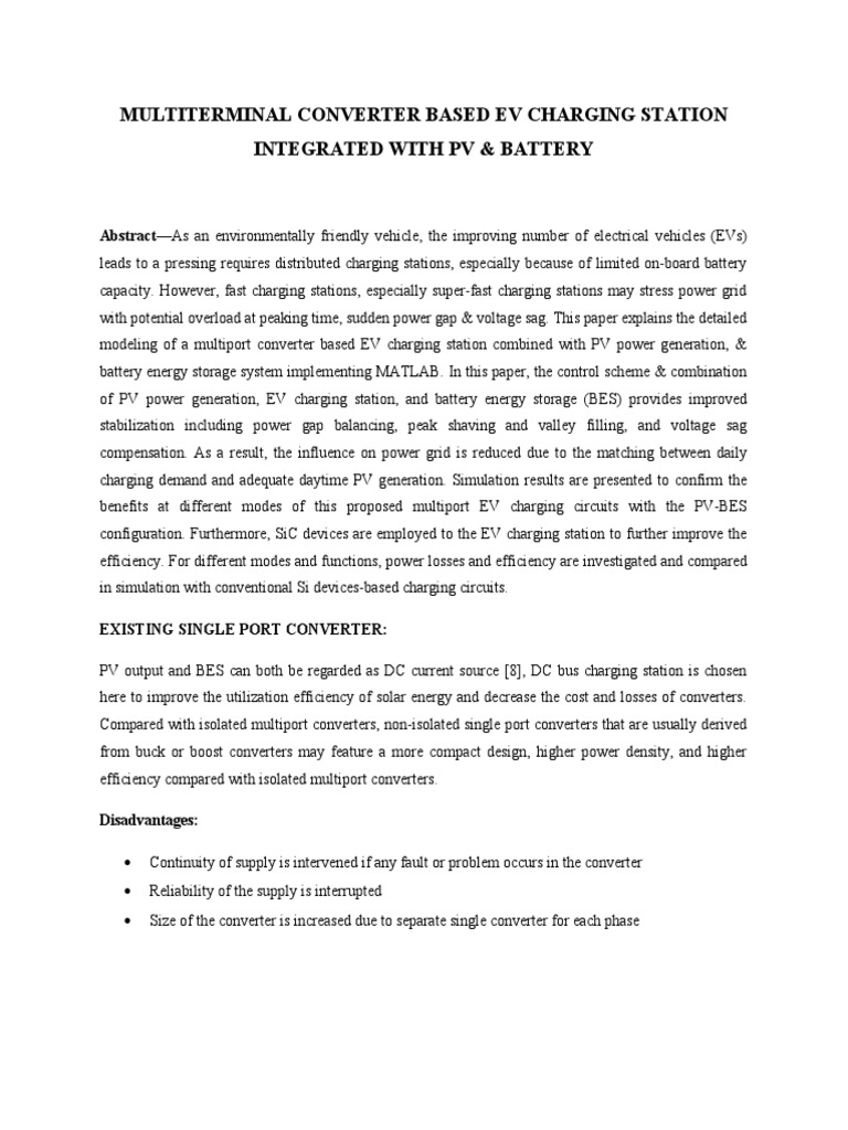 Multiport Converter EV Charging Station | PDF | Electric Vehicle ...