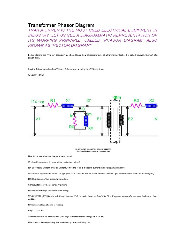 Transformer Phasor Diagram Explained | PDF | Inductance | Transformer