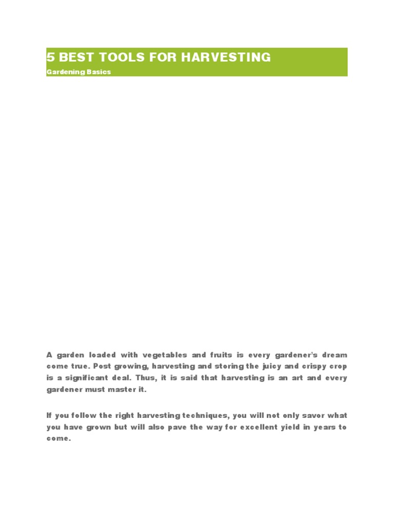 5 Best Tools For Harvesting | PDF | Vegetables | Harvest