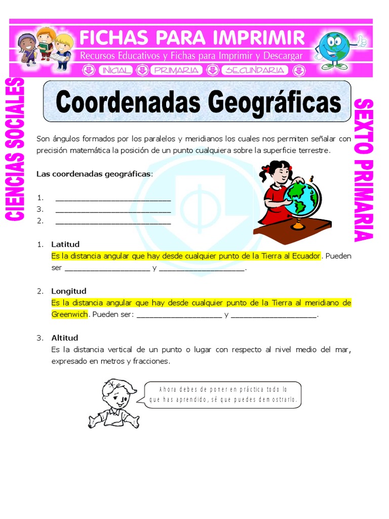 3 Ficha Didactica Coordenadas Geograficas Ccssi | PDF | Polo Norte ...
