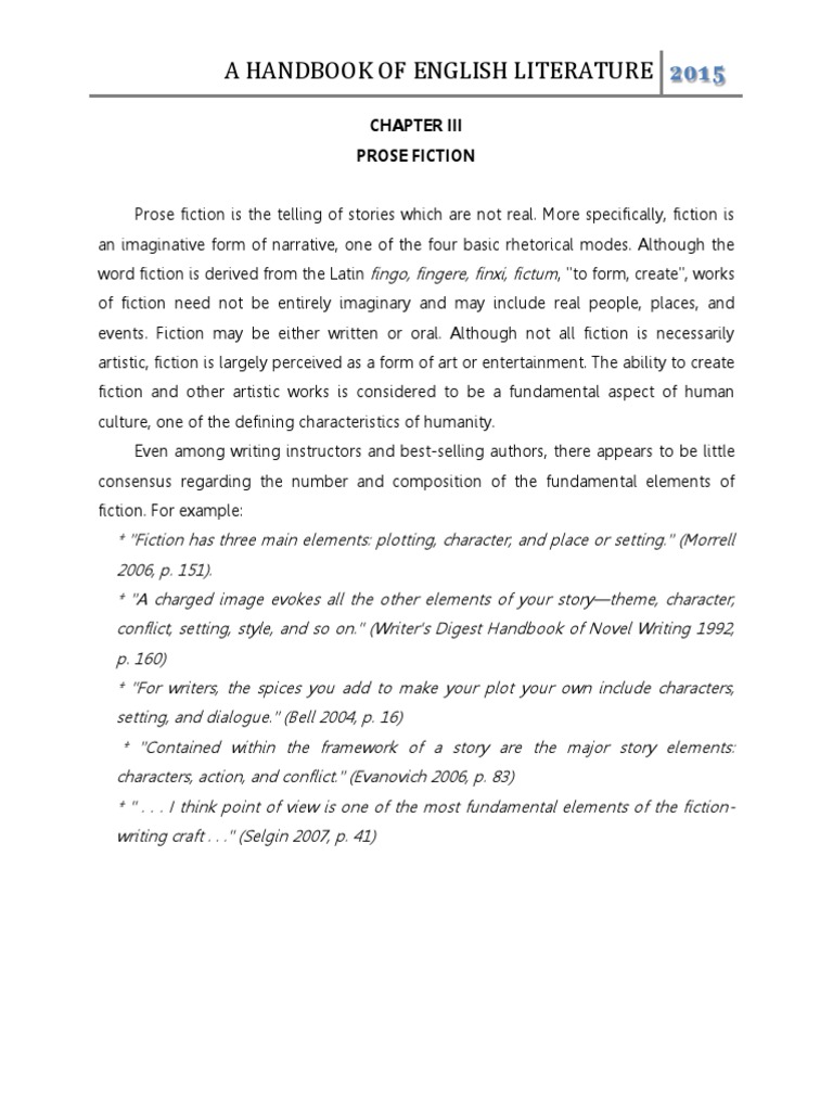 A Handbook of English Literature: Prose Fiction | PDF | Plot (Narrative ...