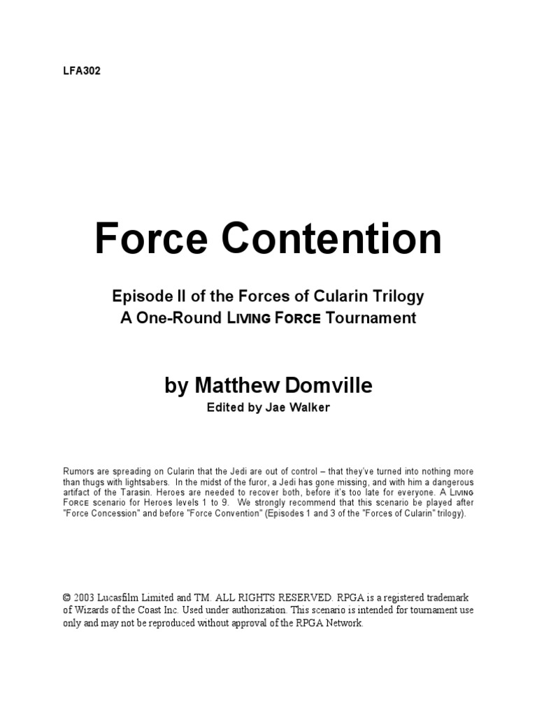 Star Wars Living Force - Among The Stars - LFA302 - Forces of Cularin 2 ...