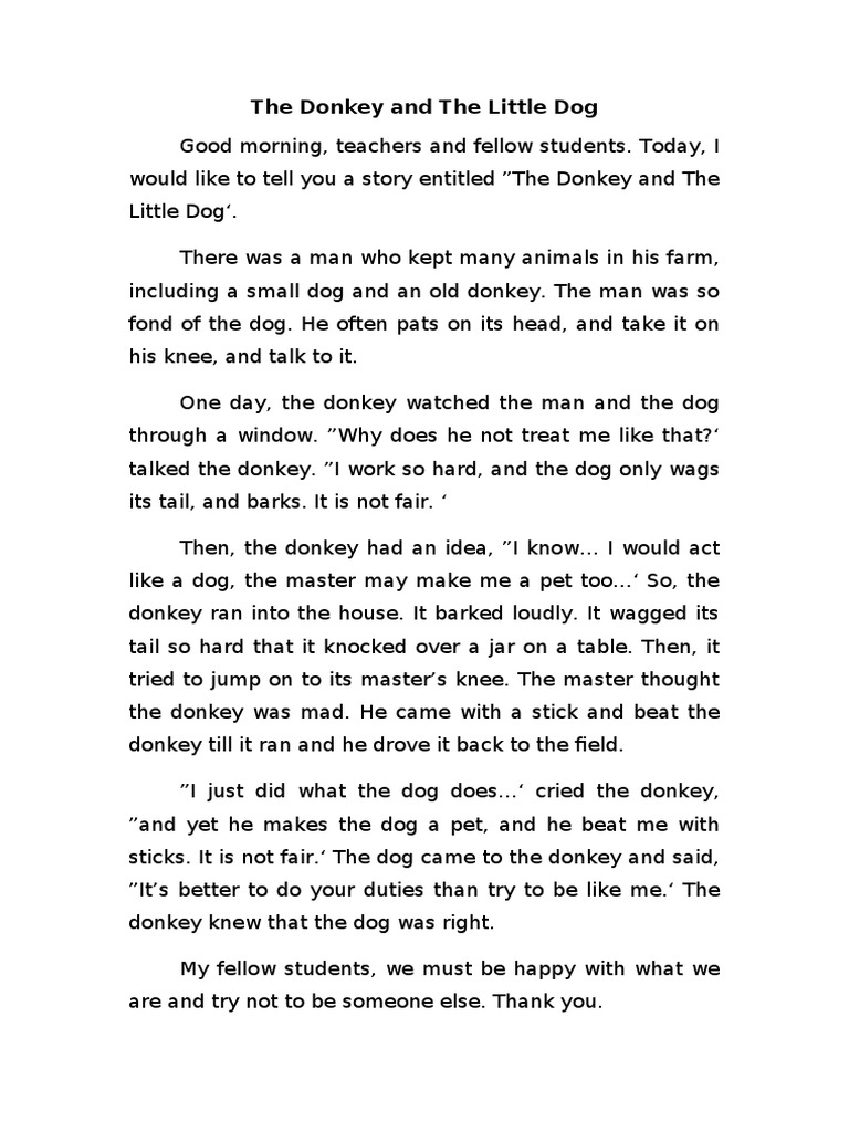 The Donkey and The Little Dog Story | PDF | Home & Garden | General Fiction