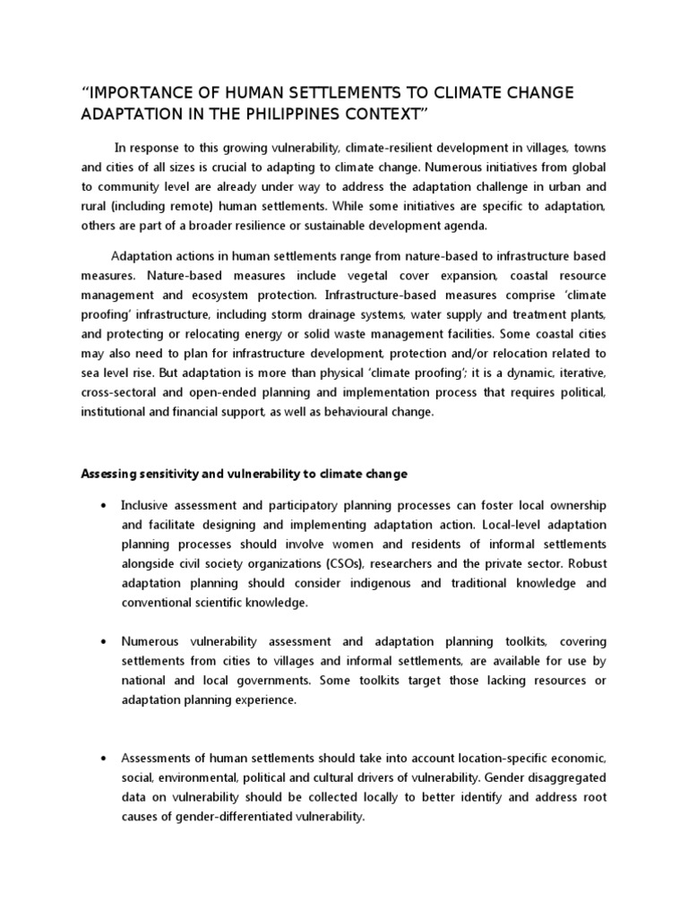 Importance of Human Settlements To Climate Change | PDF | Climate ...