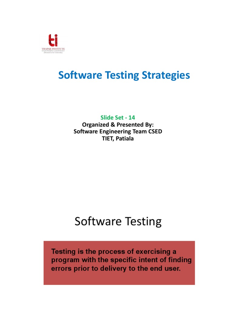 Slide Set 14 - Software Testing Strategies | PDF | Software Testing ...
