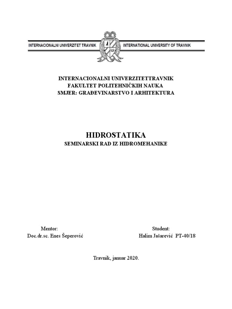 Hidromehanika Seminarski | PDF