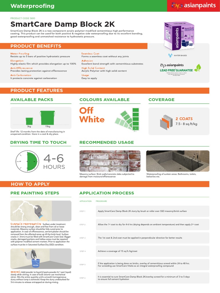 Off White: Smartcare Damp Block 2K | PDF | Paint | Concrete