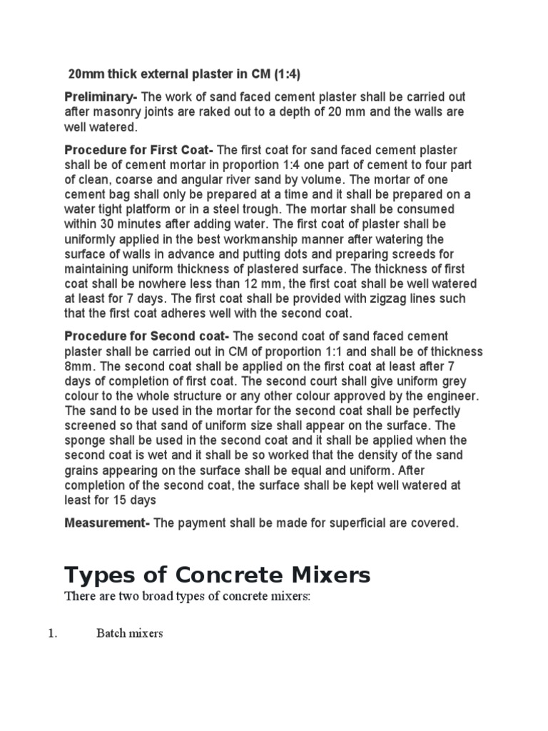 20mm Thick External Plaster in CM | PDF | Concrete | Structural Engineering