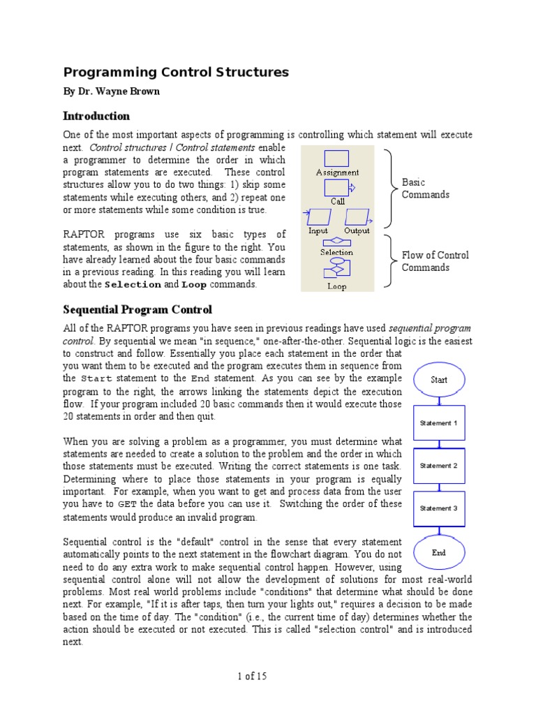 Programming Control Structures: by Dr. Wayne Brown | PDF | Control Flow | Boolean Data Type