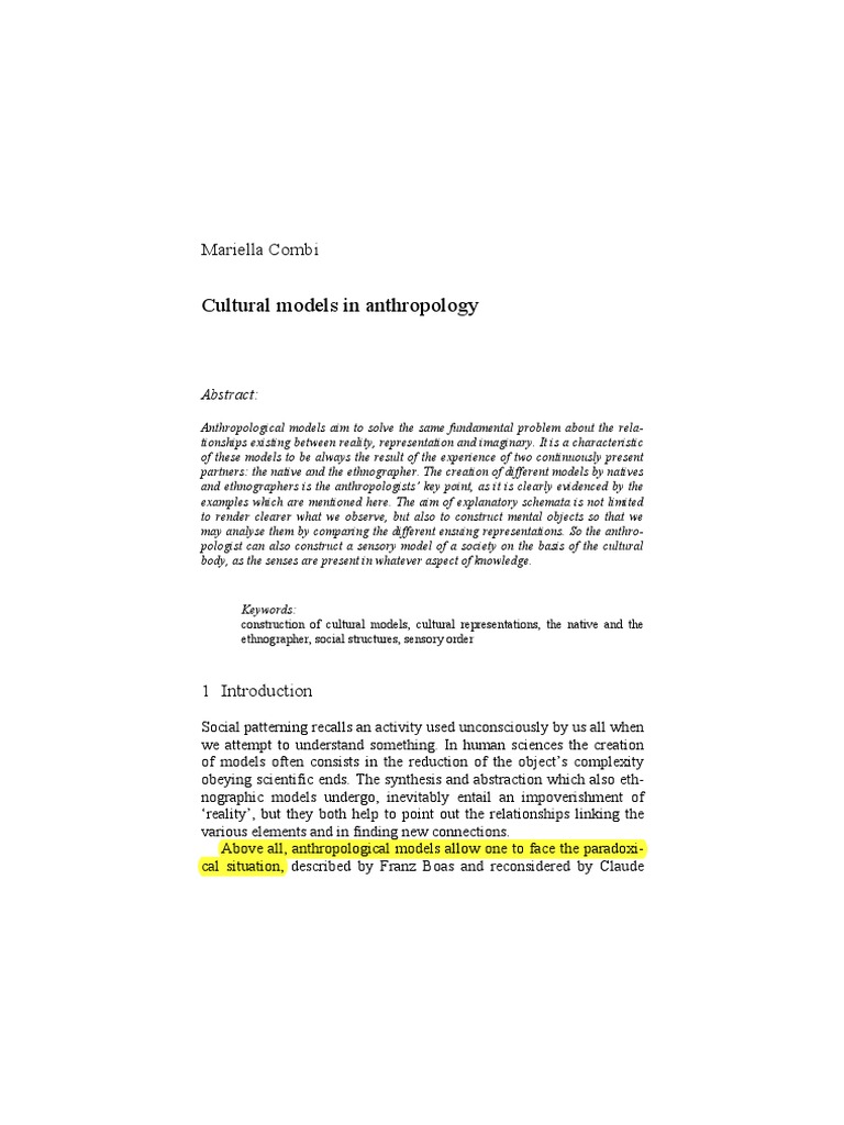 Cultural Models in Anthropology PDF | PDF | Anthropology | Kinship