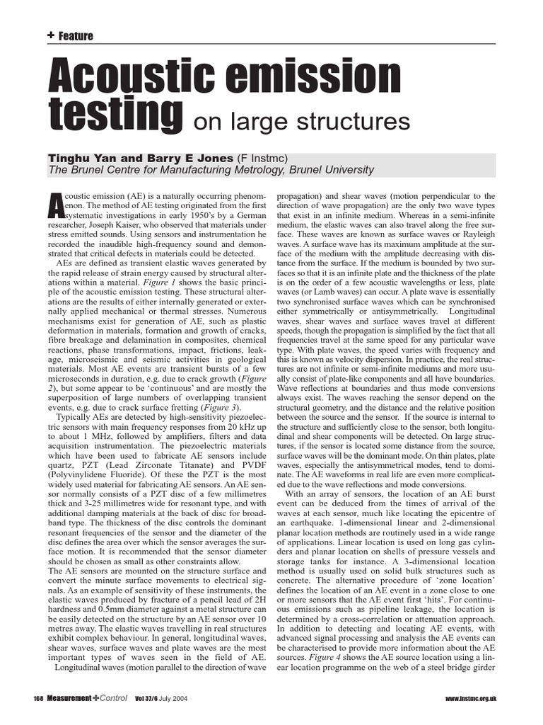 Acoustic Emission Testing: On Large Structures | PDF | Waves ...