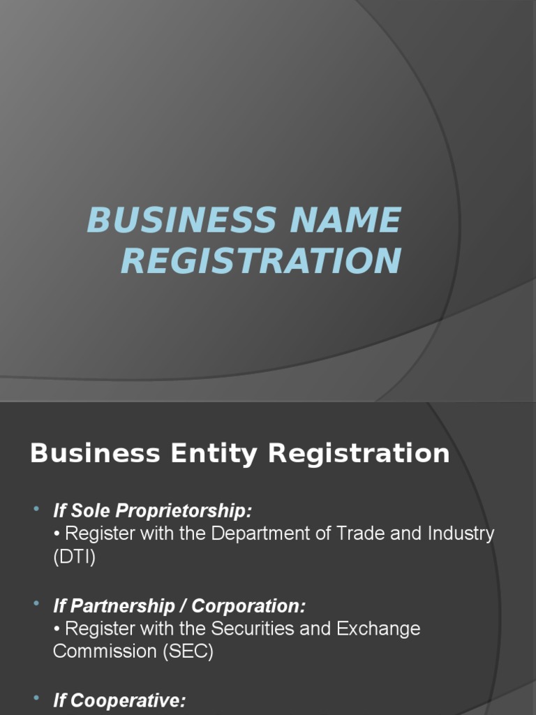 Business Name Registration Guide | PDF | Notary Public | Corporations