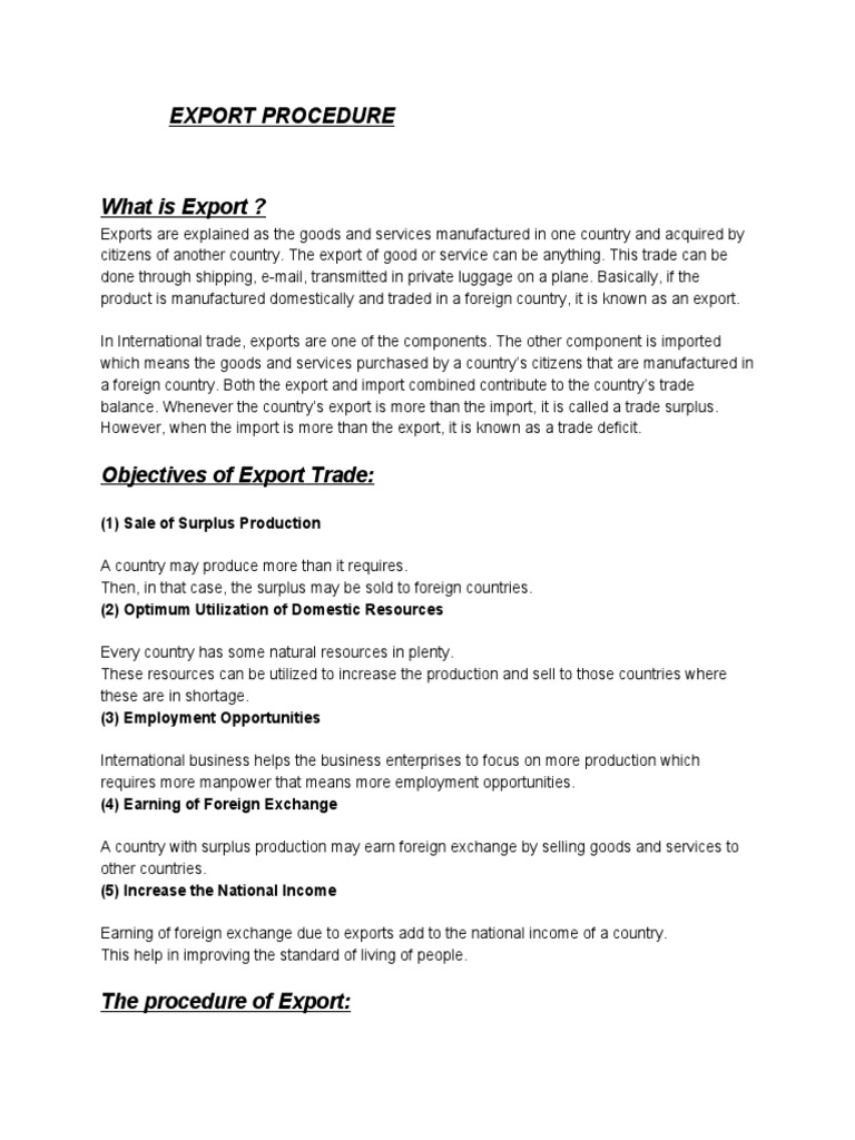 Export Procedure | PDF | Exports | Cargo