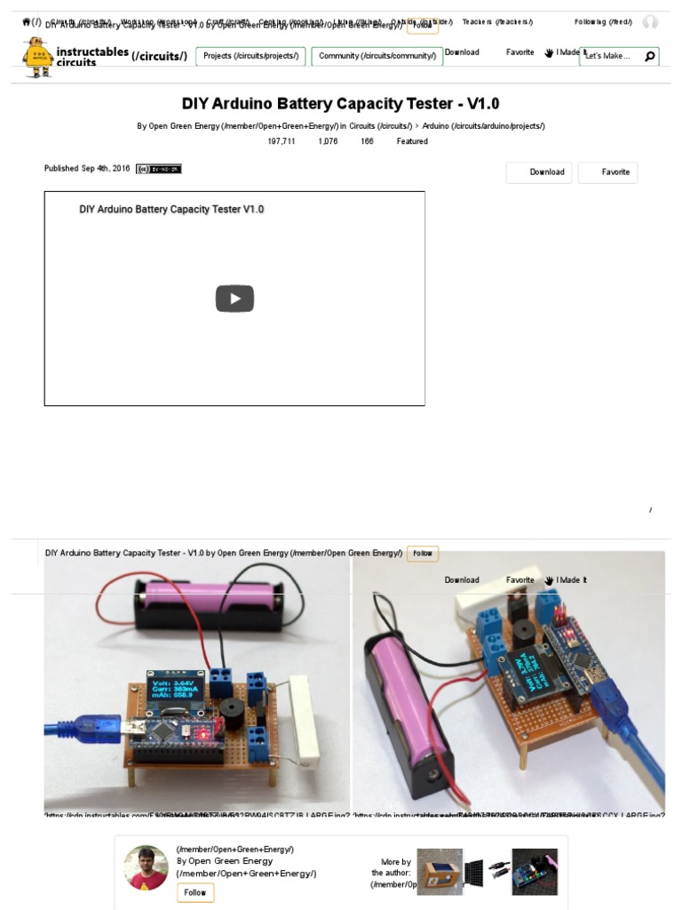 Diy Arduino Battery Capacity Tester V10 12 Steps With Pictures Instructables Pdf
