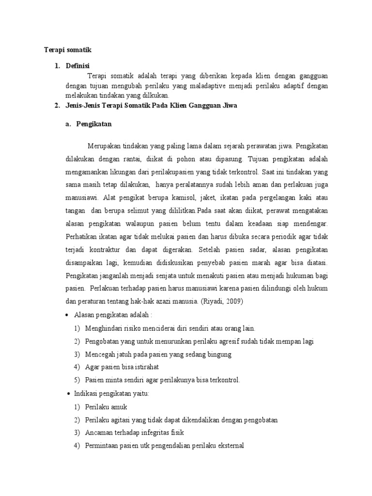 Jenis-Jenis Terapi Somatik | PDF