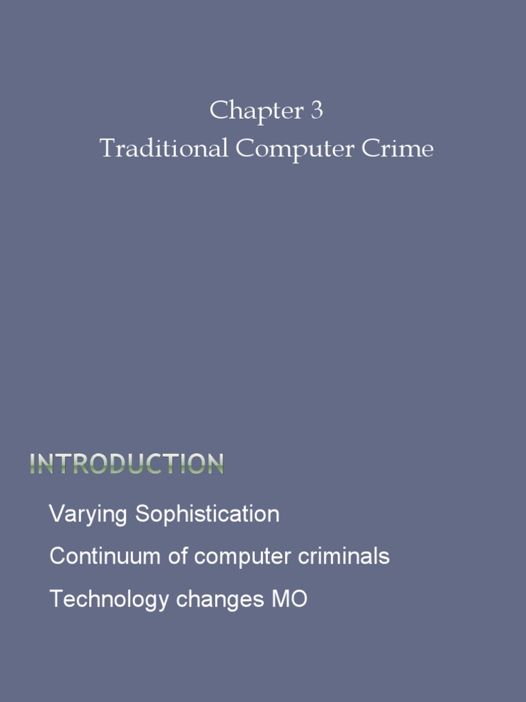 Traditional Computer Crime | PDF | Intellectual Works | Security Hacker
