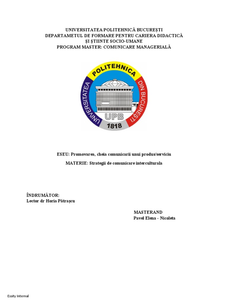 Promovarea, Cheia Succesului - Strategii de Comunicare Interculturala | PDF