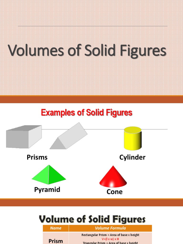 Volumes of Solid Figures | PDF | Volume | Area