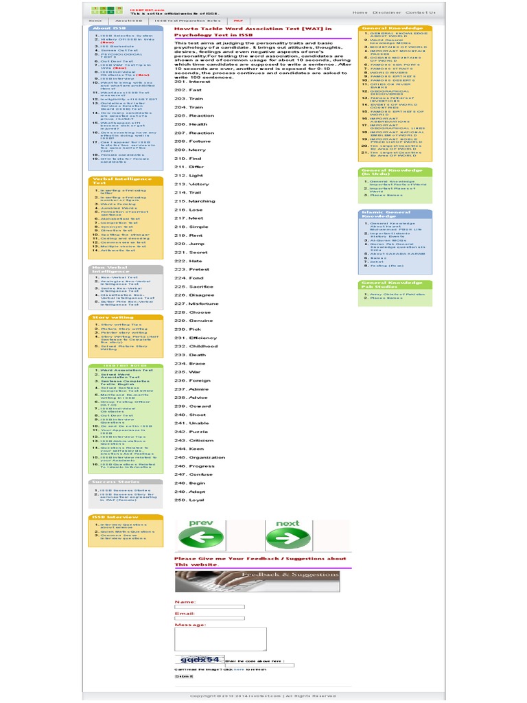 Word Association Test Online | PDF | Multiple Choice | Behavioural Sciences