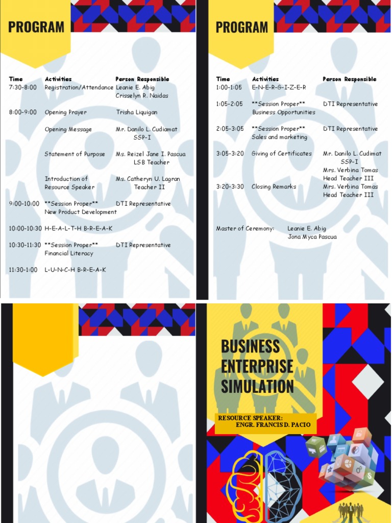 Time Activities Person Responsible Time Activities Person Responsible | PDF