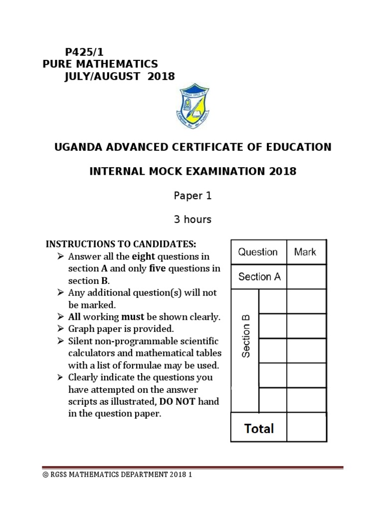 Internal Mock 2018 With Guide | PDF | Sine | Triangle