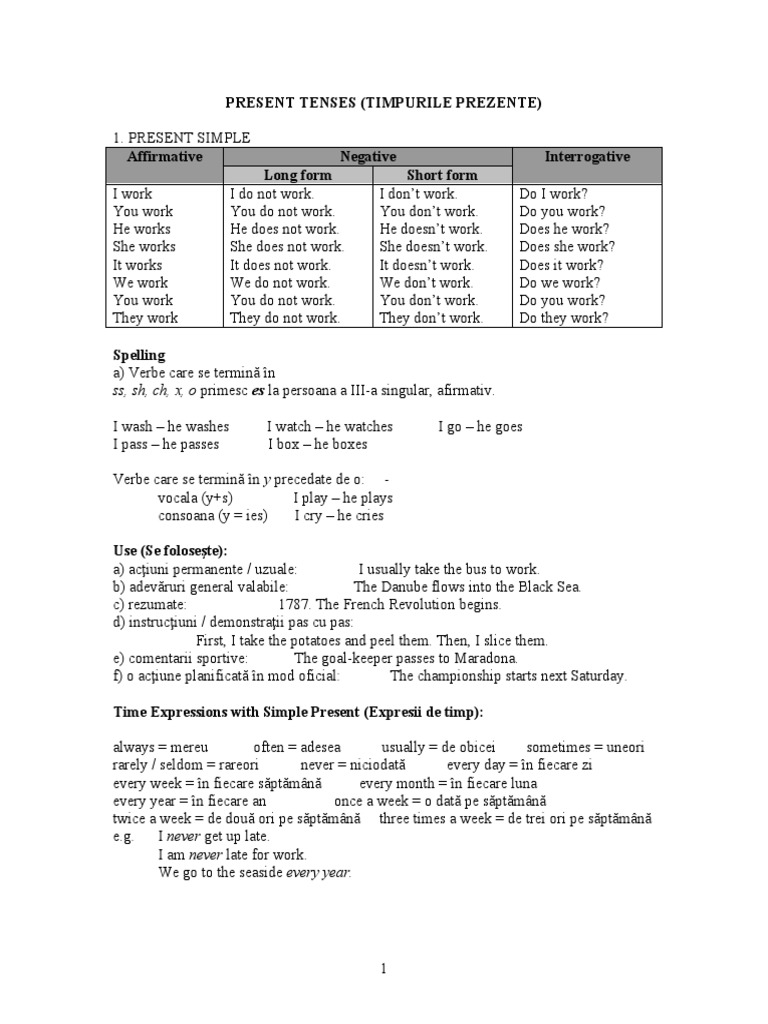 VERB TENSES Explanations | PDF | Syntax | Grammar