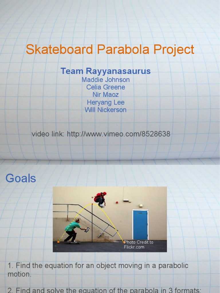 Skateboard Parabola Project | Quadratic Equation | Mathematical Objects