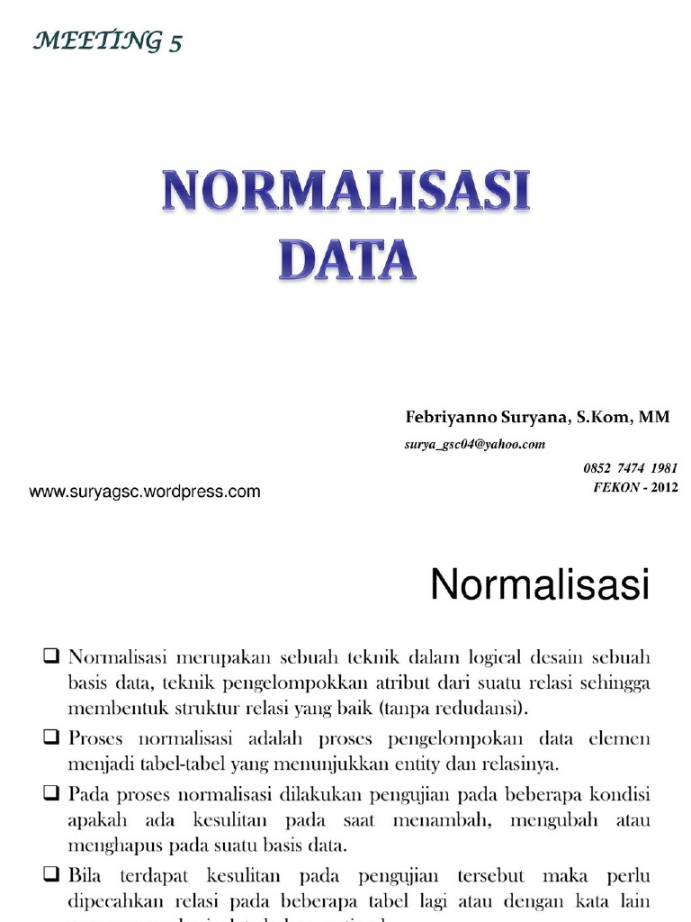 Normalisasi Data PDF | PDF