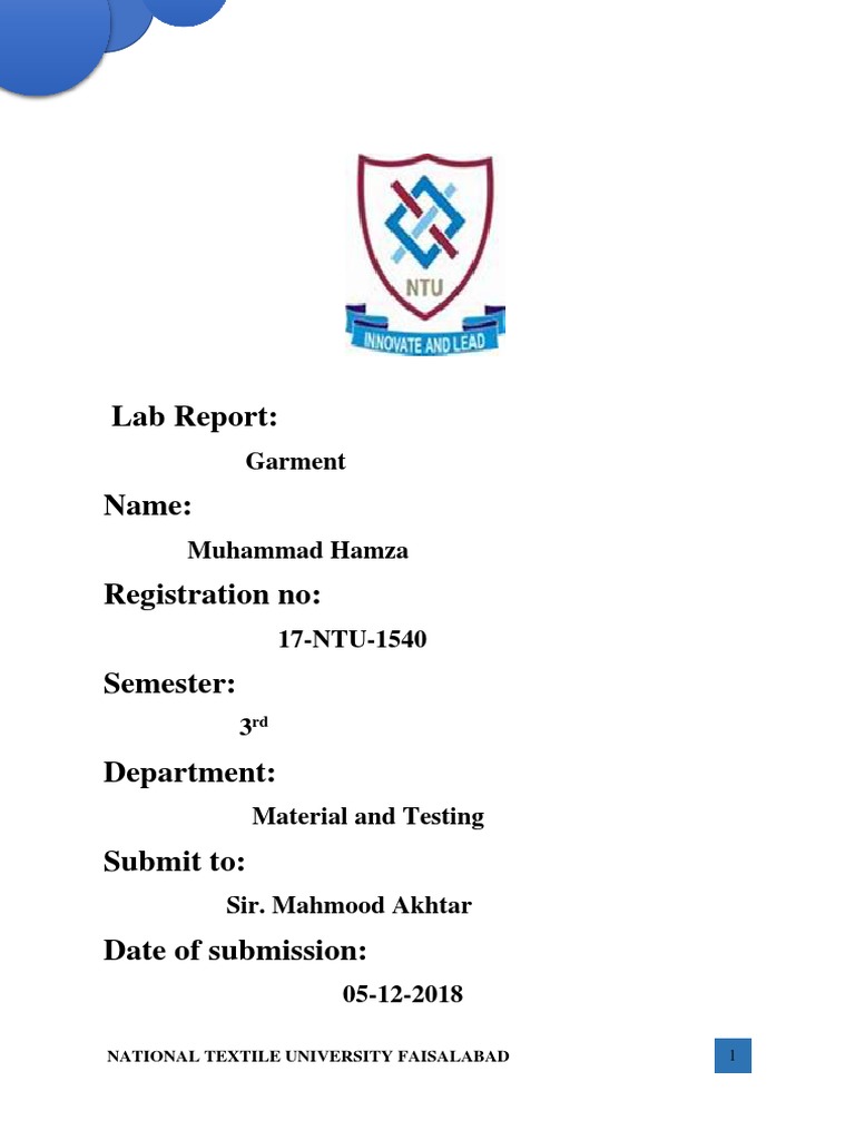 Lab Report:: Garment | PDF | Sewing Machine | Seam (Sewing)