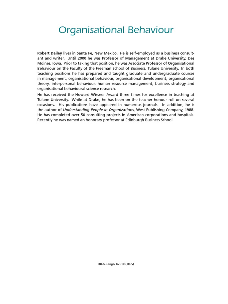 Organizational Behaviour en | PDF | Organizational Behavior | Motivation