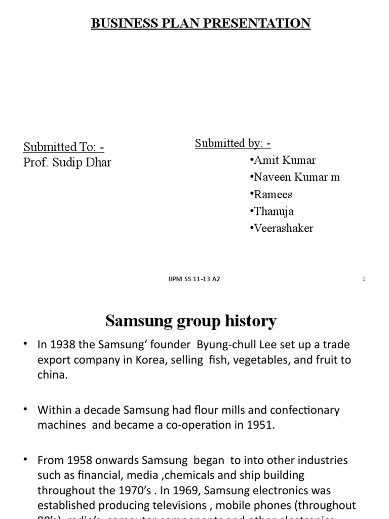 Project On Business Plan of Samsung - 189525657 | PDF | Samsung ...