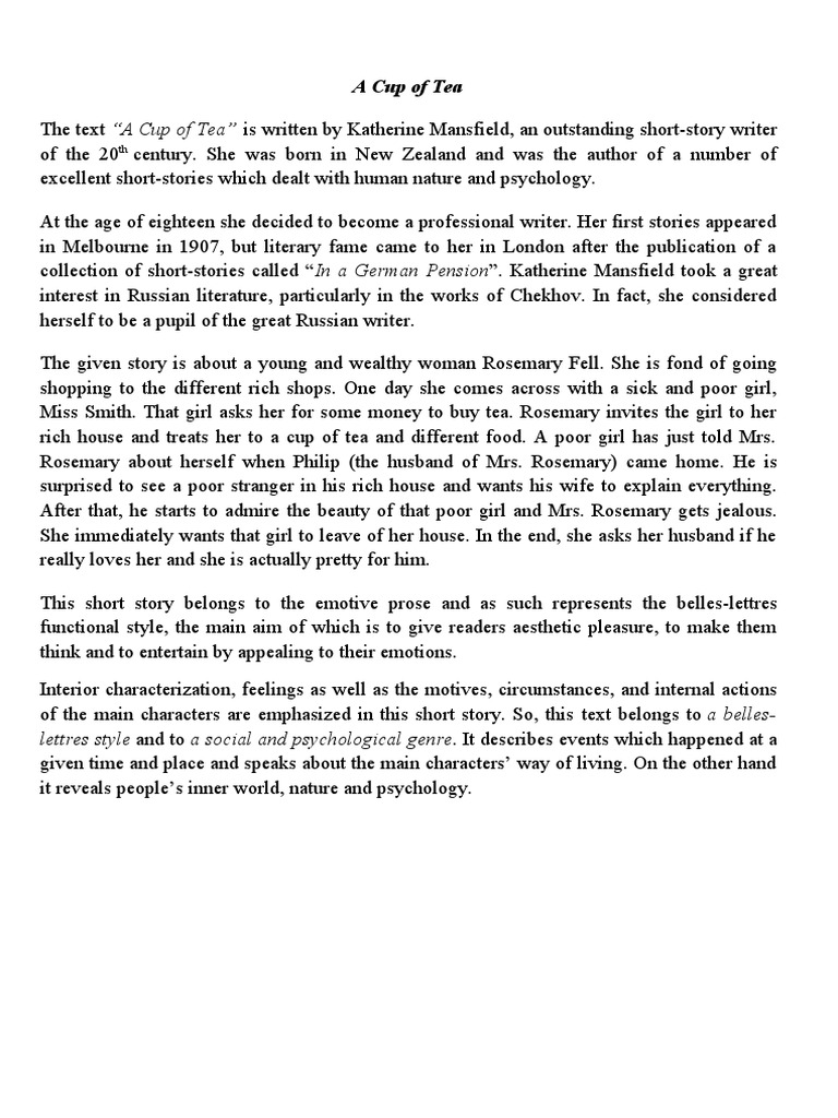 A Cup of Tea | PDF | Classics
