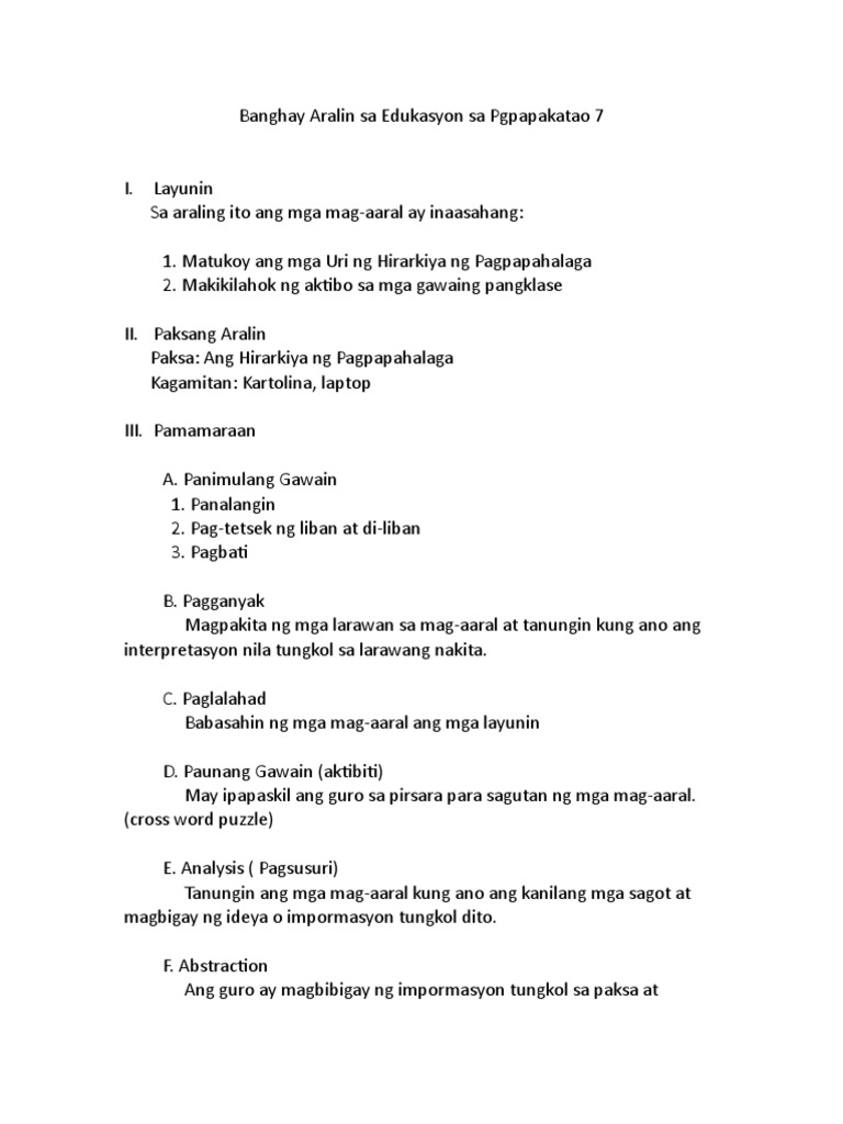 Esp Lesson Plan | PDF