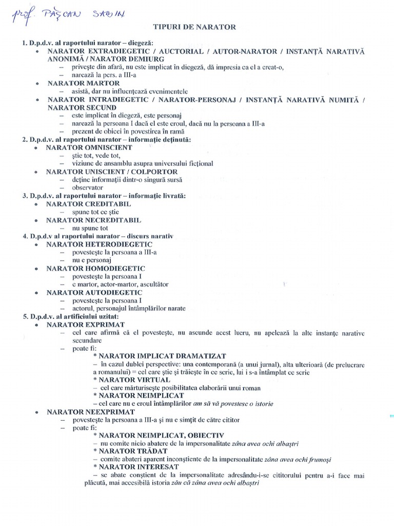 Tipuri de Narator PDF | PDF