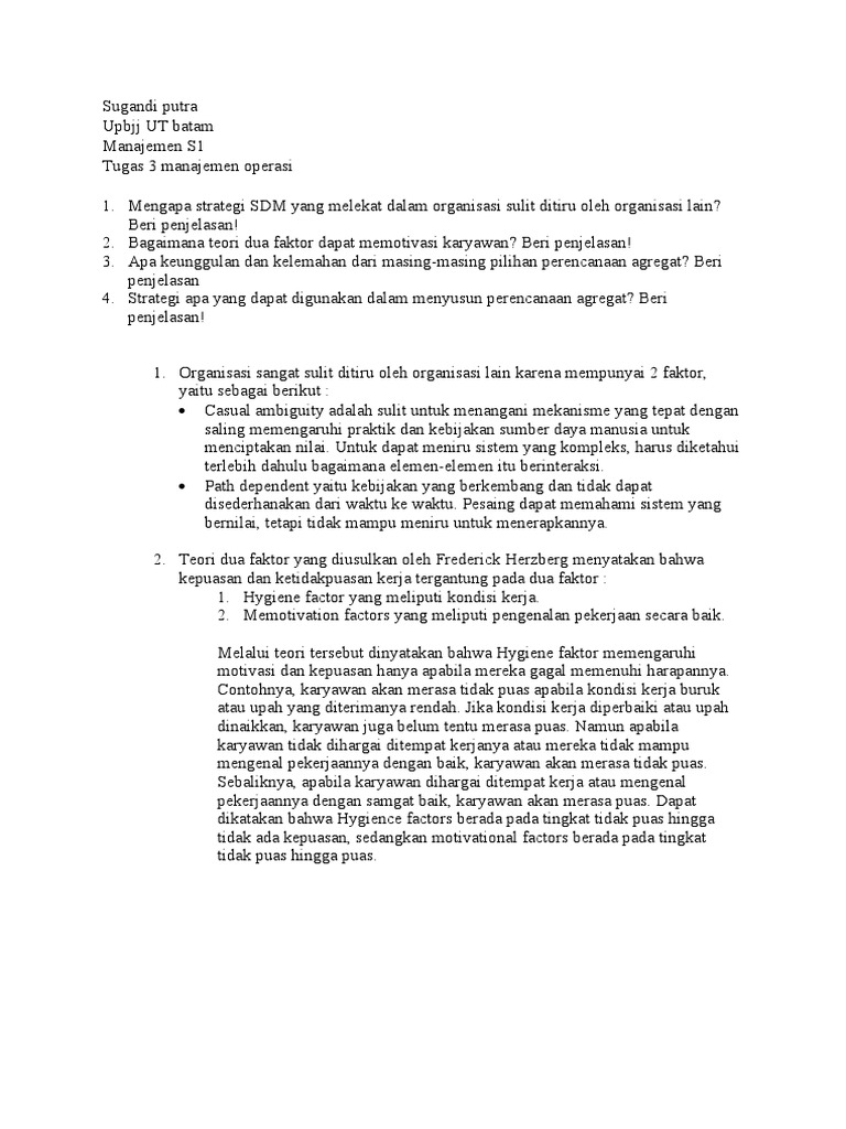 Tugas 3 Manajemen Operasi | PDF