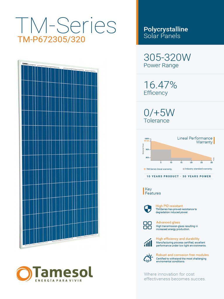 TM-Series: Polycrystalline Solar Panels | PDF | Solar Panel | Electricity