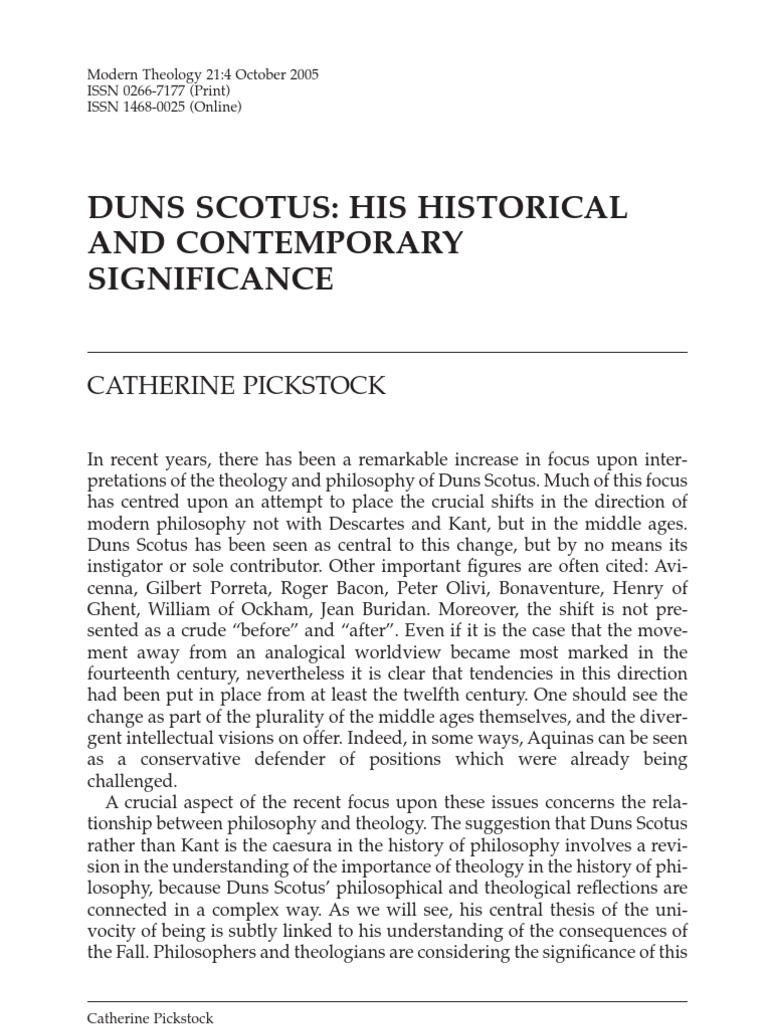 Catherine Pickstock Duns Scotus | PDF