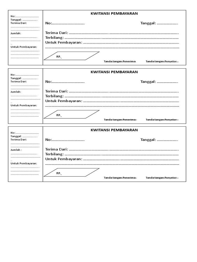 Contoh Format Kwitansi Kosong (Word) | PDF