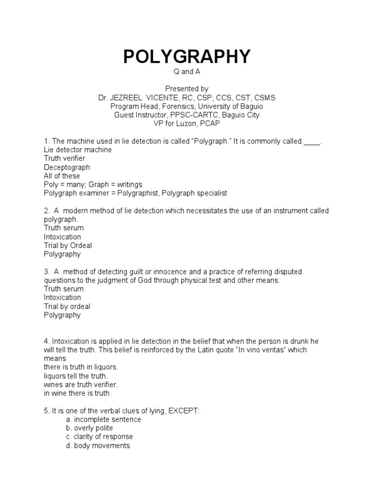 Q and A Polygraphy | PDF | Polygraph | Interrogation