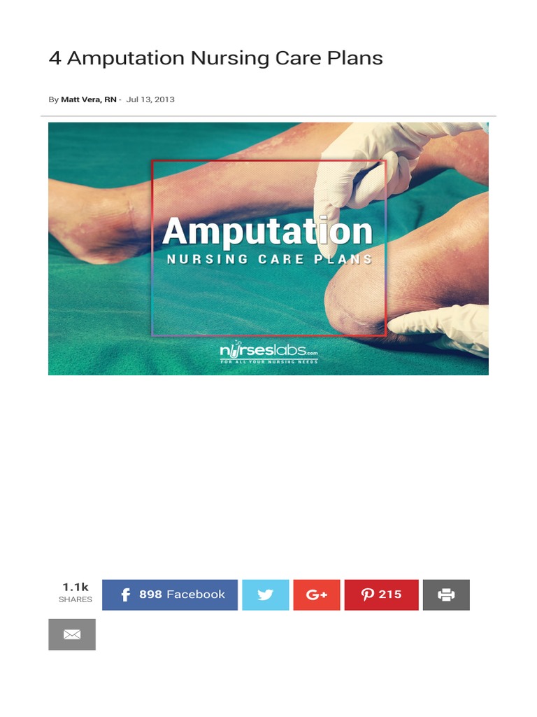 Amputation Nursing Care Plans Overview | PDF | Amputation | Wound