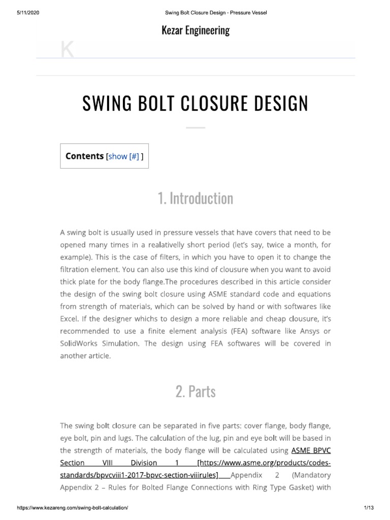 Swing Bolt Closure Deign | PDF