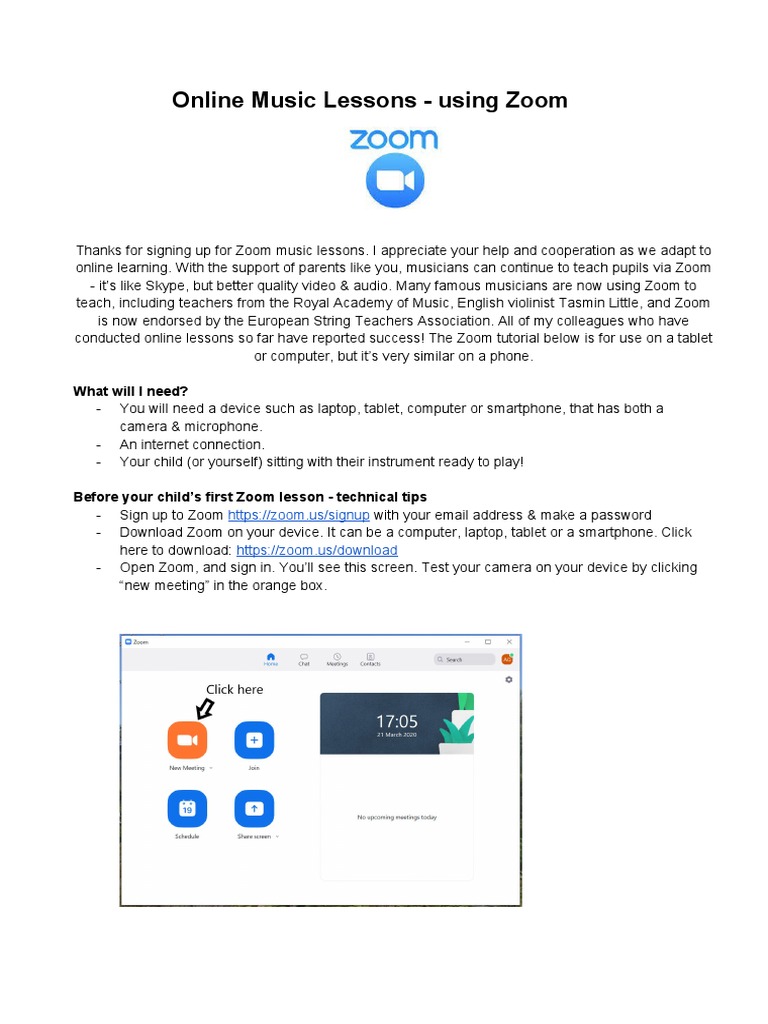 Online Zoom Music Lessons Generic Helpsheet For Pupils and Teachers ...