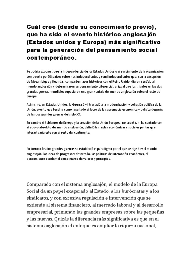 Impacto del Modelo Anglosajón en la Economía | PDF | Viajes por Europa ...