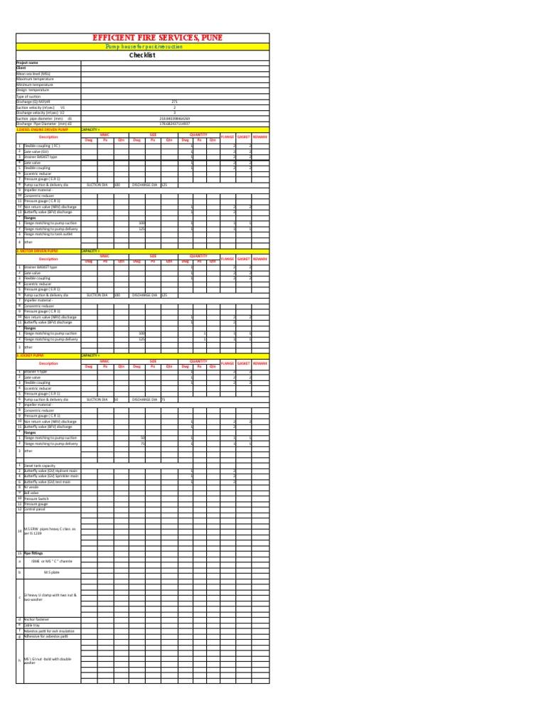 Pump House Check List Positive Suction | PDF | Pump | Valve