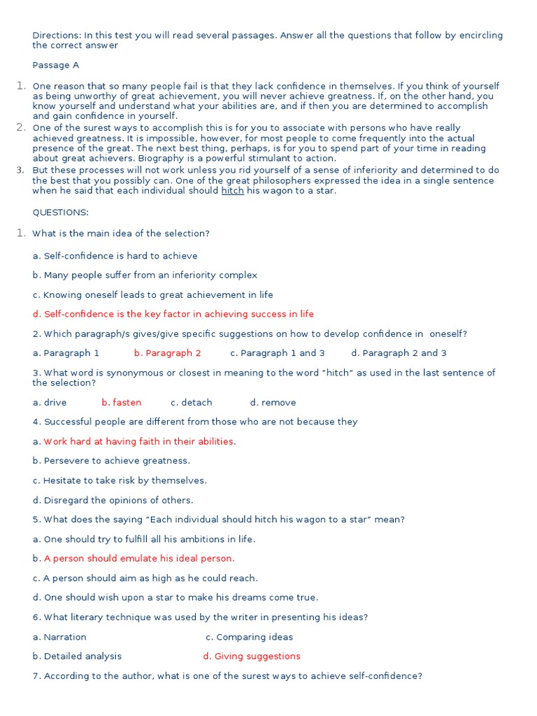 EPT Reading Comprehension Part 1 Answers | PDF | Ancient Egypt