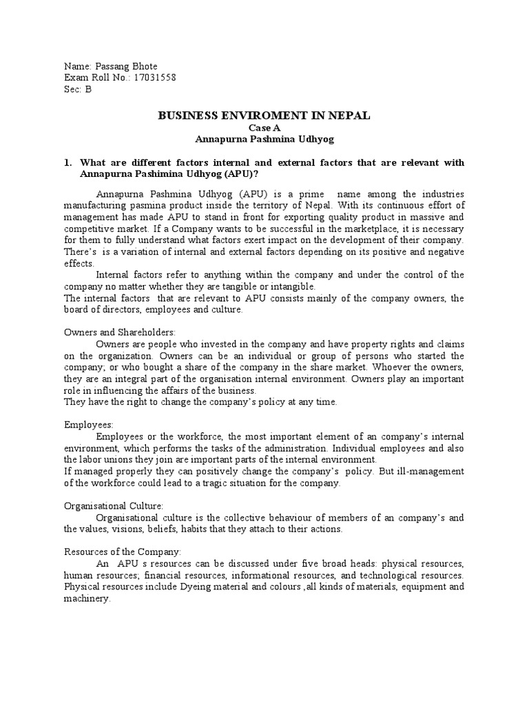 Business Enviroment in Nepal (Case Study) | PDF | Resource | Globalization